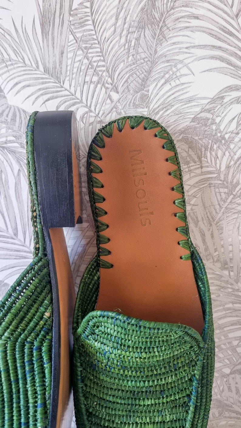 Handmade Raffia Men's Slides: Moroccan Leather Mules - Etsy