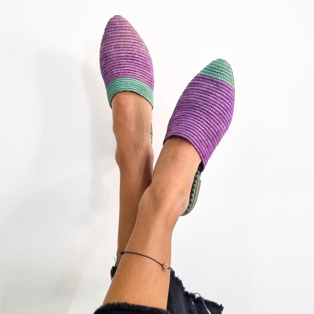 Custom Raffia Shoes, Handmade Raffia Sandals, Raffia Flats, Morocca ...