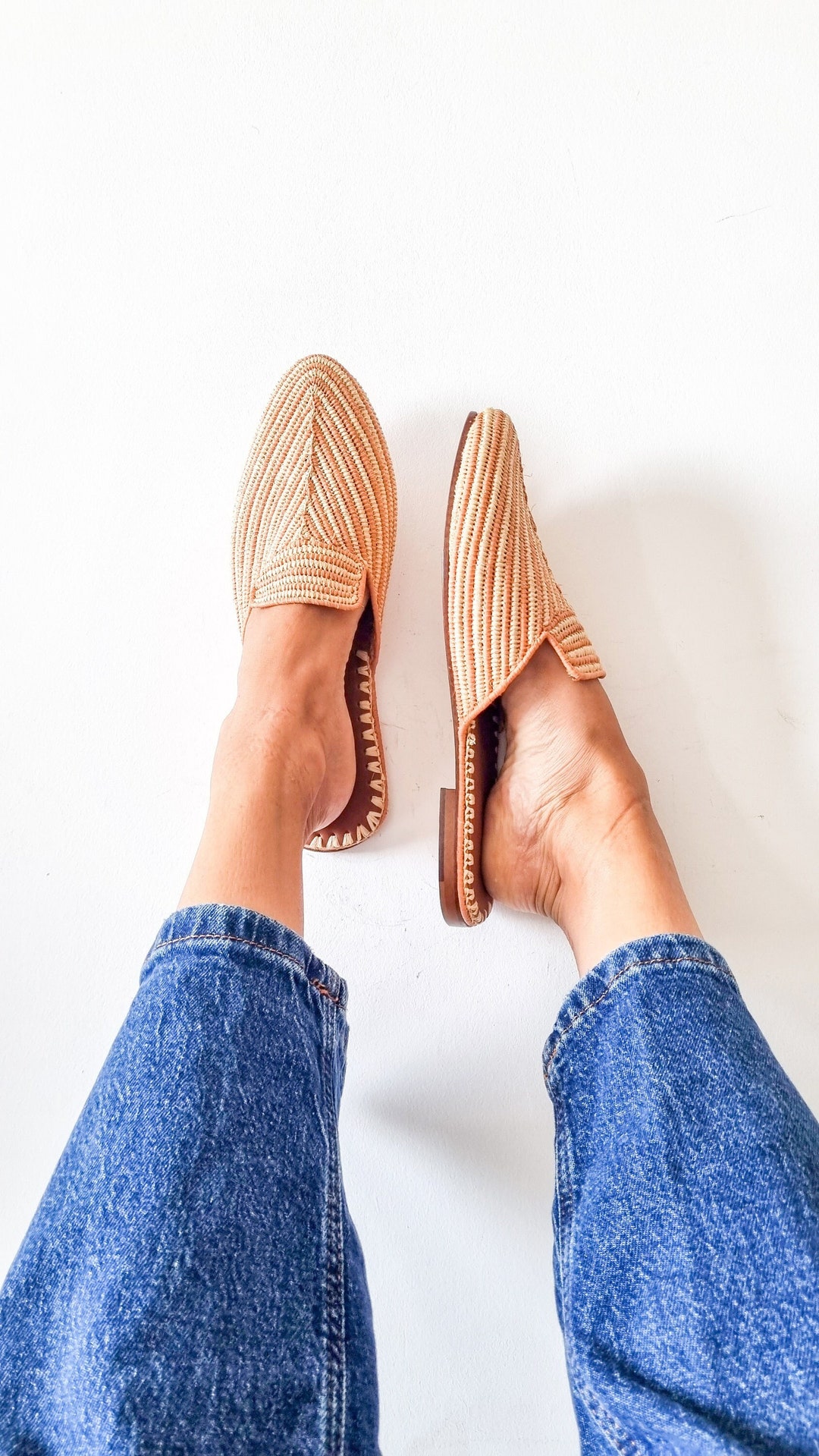 Raffia Mules, Moroccan Raffia Babouch, Handmade Boho Shoes - Etsy