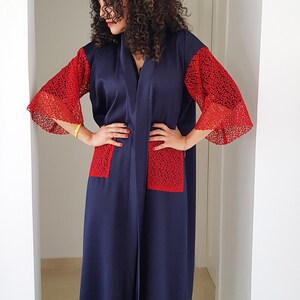 Handmade Summer Kimono Red Lace Kaftan Moroccan Caftan Beachwear Abaya ...