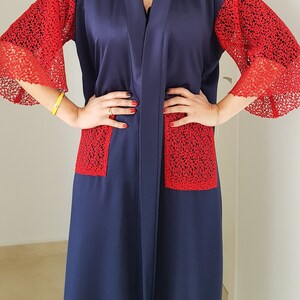 Handmade Summer Kimono Red Lace Kaftan Moroccan Caftan Beachwear Abaya ...