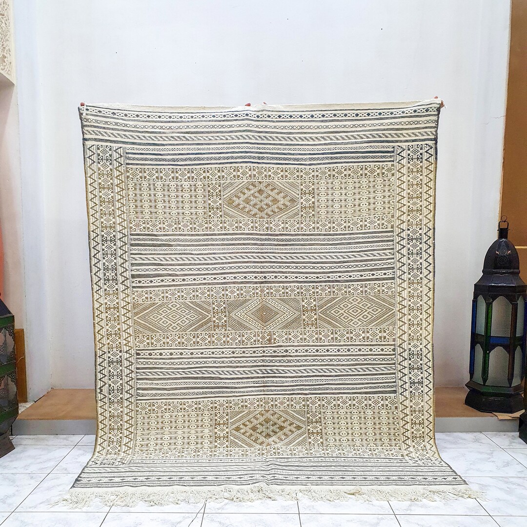 Moroccan Kilim Rug, Handmade Rug, Moroccan Carpet, Wool Rug, Vintage ...