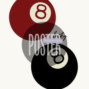 Eight Balls Red and Black Trendy Poster Print, 'lucky, Aesthetic Room ...