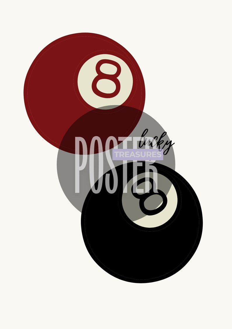 Eight Balls Red and Black Trendy Poster Print, 'lucky, Aesthetic Room ...