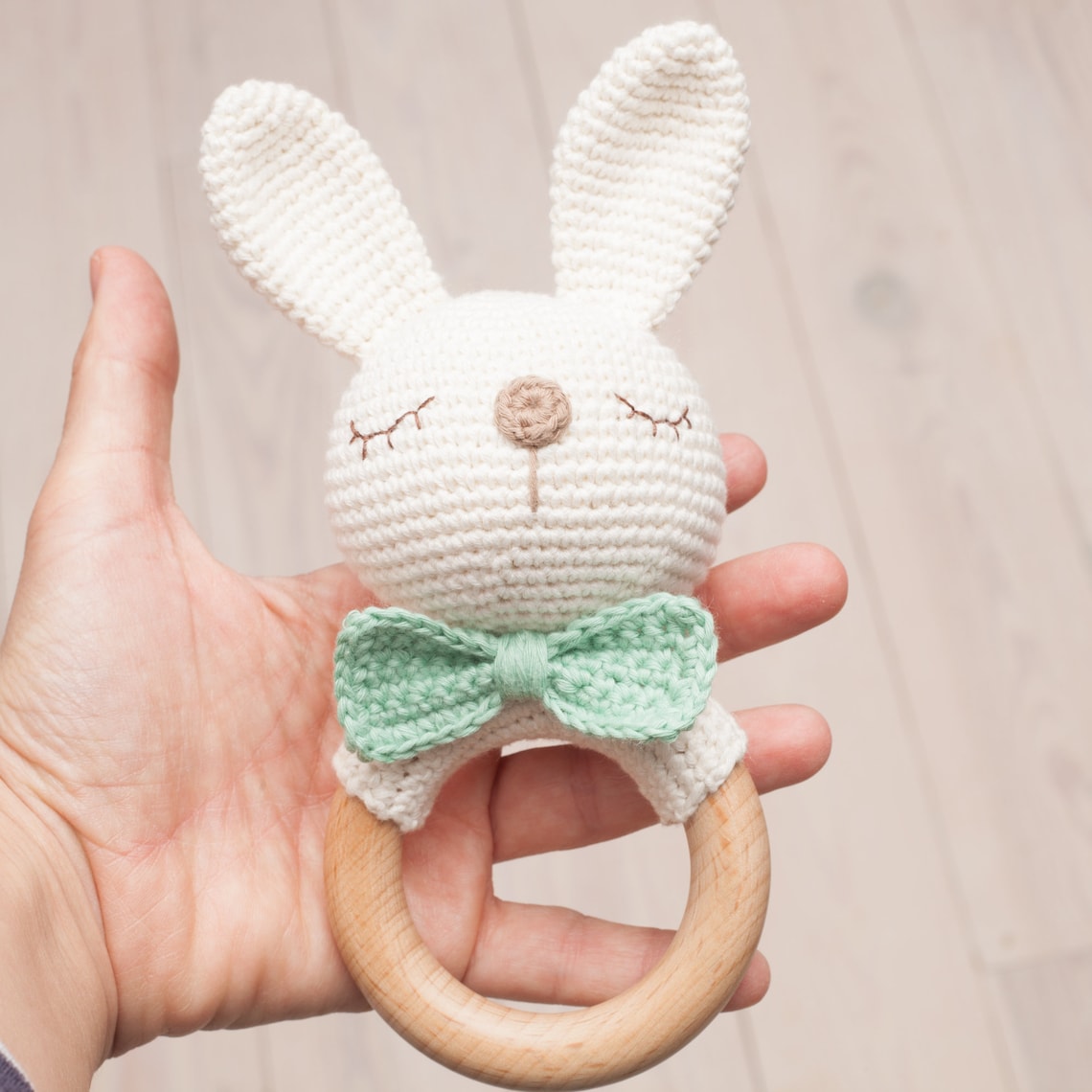 Crochet Rattle Pattern Bunny Teether Pattern Amigurumi Bunny - Etsy Denmark