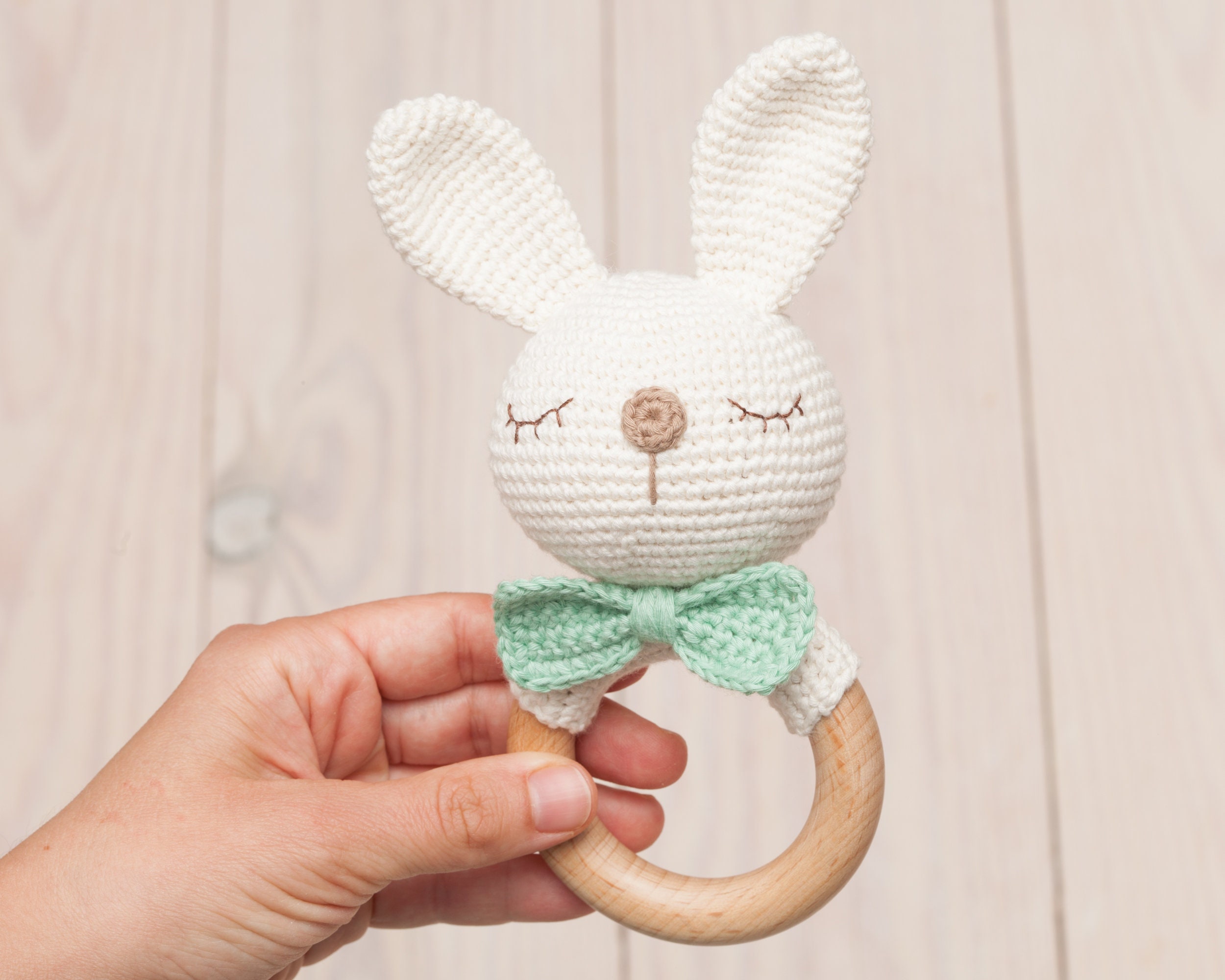 Crochet Rattle Pattern Bunny Teether Pattern Amigurumi Bunny - Etsy Denmark