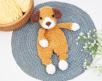 Crochet Puppy Lovey, Amigurumi Comforter Cuddle Toy, Crochet Dog ...