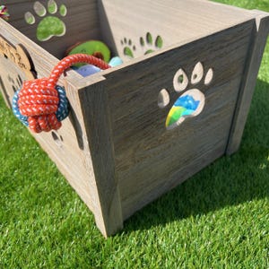Personalised Dog Toy Box Crate for Pet Toys With Name Large Wooden ...