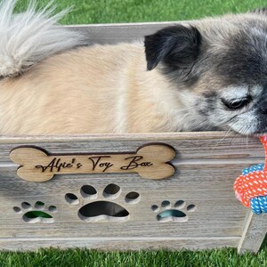 Personalised Dog Toy Box Crate for Pet Toys With Name Large Wooden ...