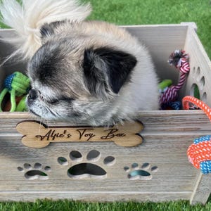 Personalised Dog Toy Box Crate for Pet Toys With Name Large Wooden ...