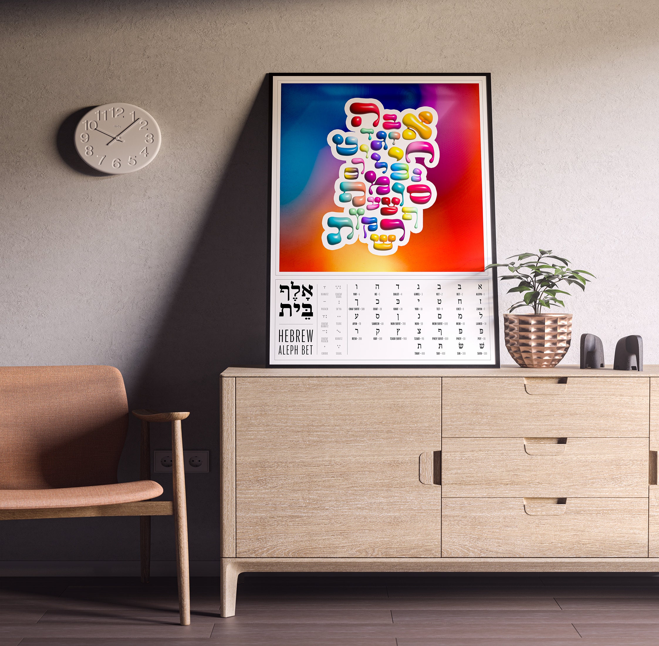 Hebrew Alphabet Poster Hebrew Letters Kids Room Decor - Etsy