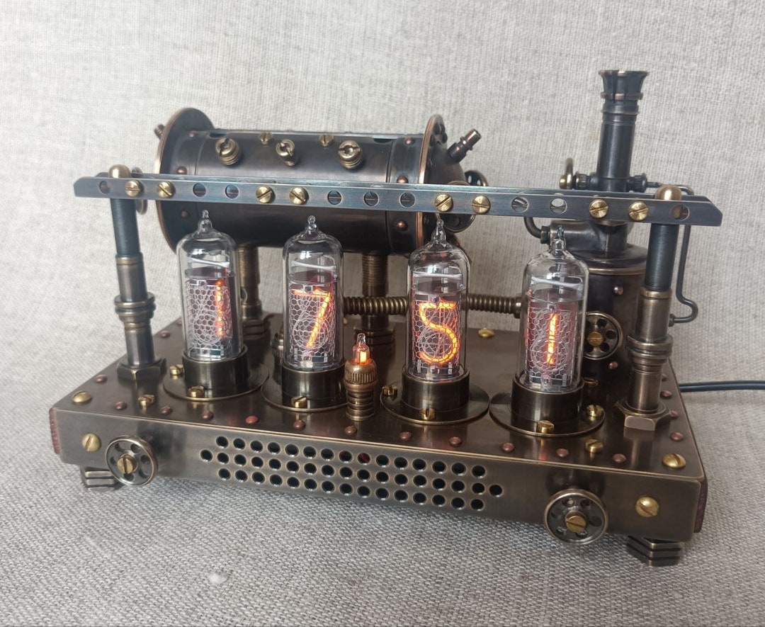 Nixie Desk Clock With a Phone Stand "time Compressor", Steampunk ...