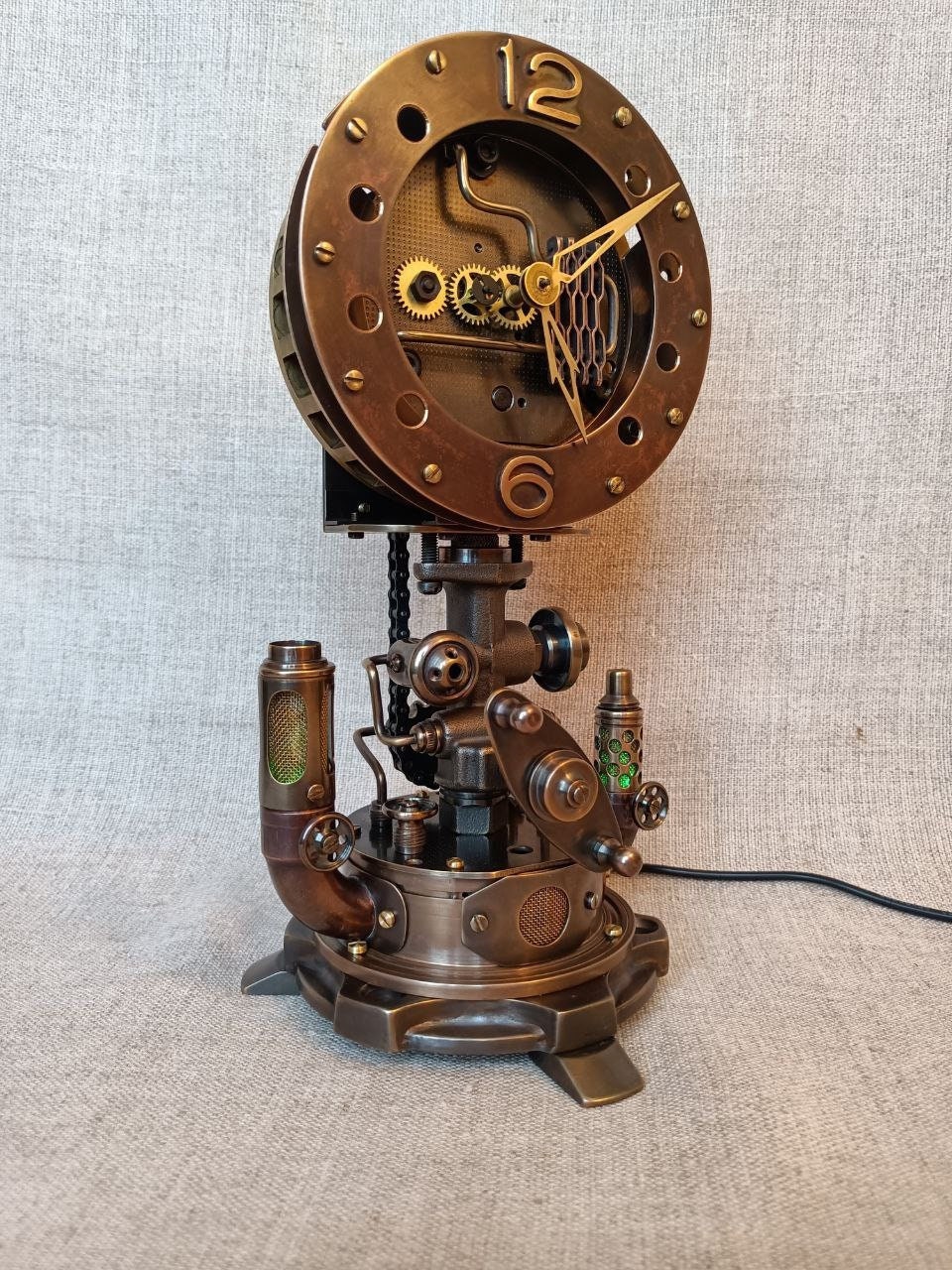 Steampunk Table Clock, Mechanical Clock, Vintage Clock, Handmade Clock ...