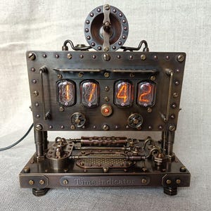 Steampunk Table Clock, Nixie Tube Clock, Vintage Handmade Clock. - Etsy
