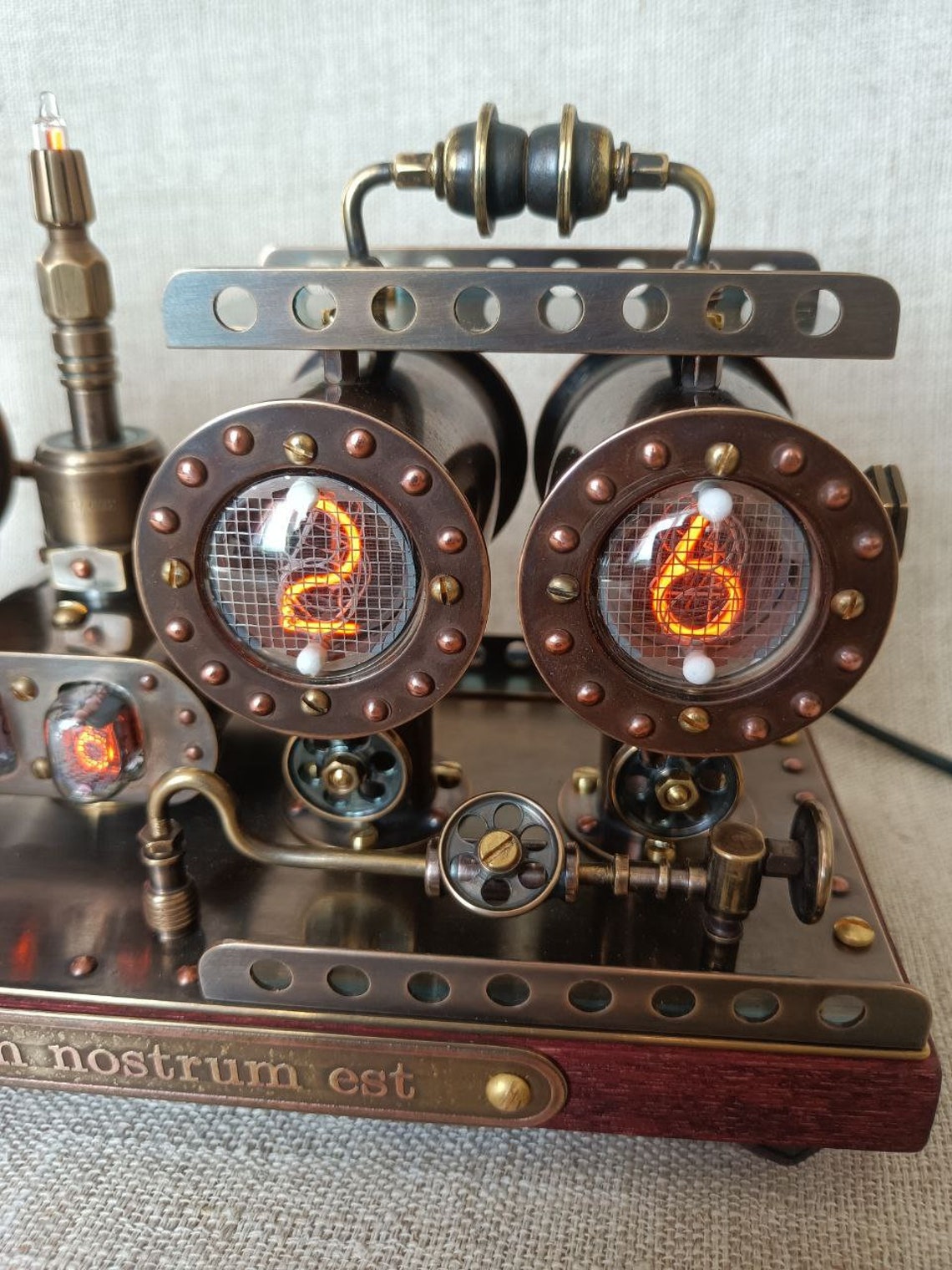 Steampunk, Nixie Table Clocks. Nixie Tube In-4. Steampunk Desk Clock ...