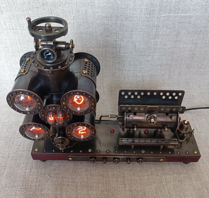 Nixie Desk Clock With a Phone Stand hydro-mechanical Column With Manual ...