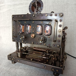 Steampunk Table Clock, Nixie Tube Clock, Vintage Handmade Clock. - Etsy