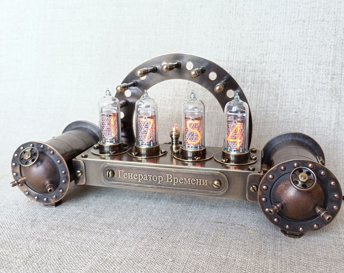 Nixie Desk Clock time Machine, Nixie Tube Clock IN-14, Handmade Vintage ...