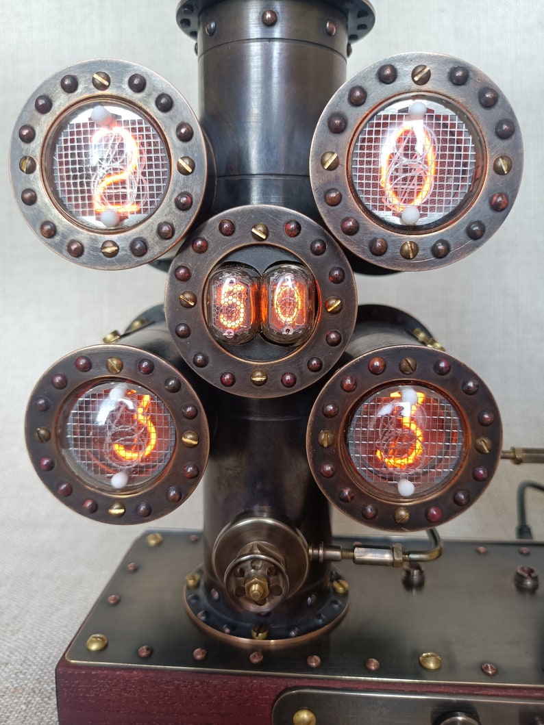 Nixie Desk Clock With a Phone Stand hydro-mechanical Column With Manual ...