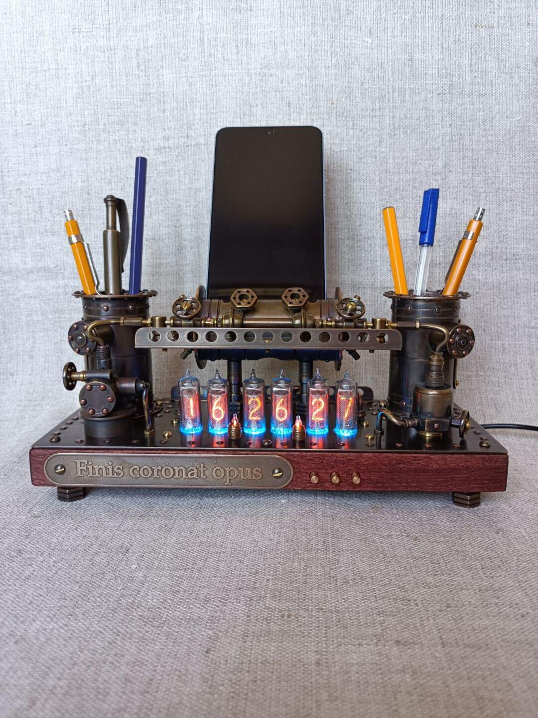 Nixie Table Clock "compressor Station", Phone Stand, Steampunk ...