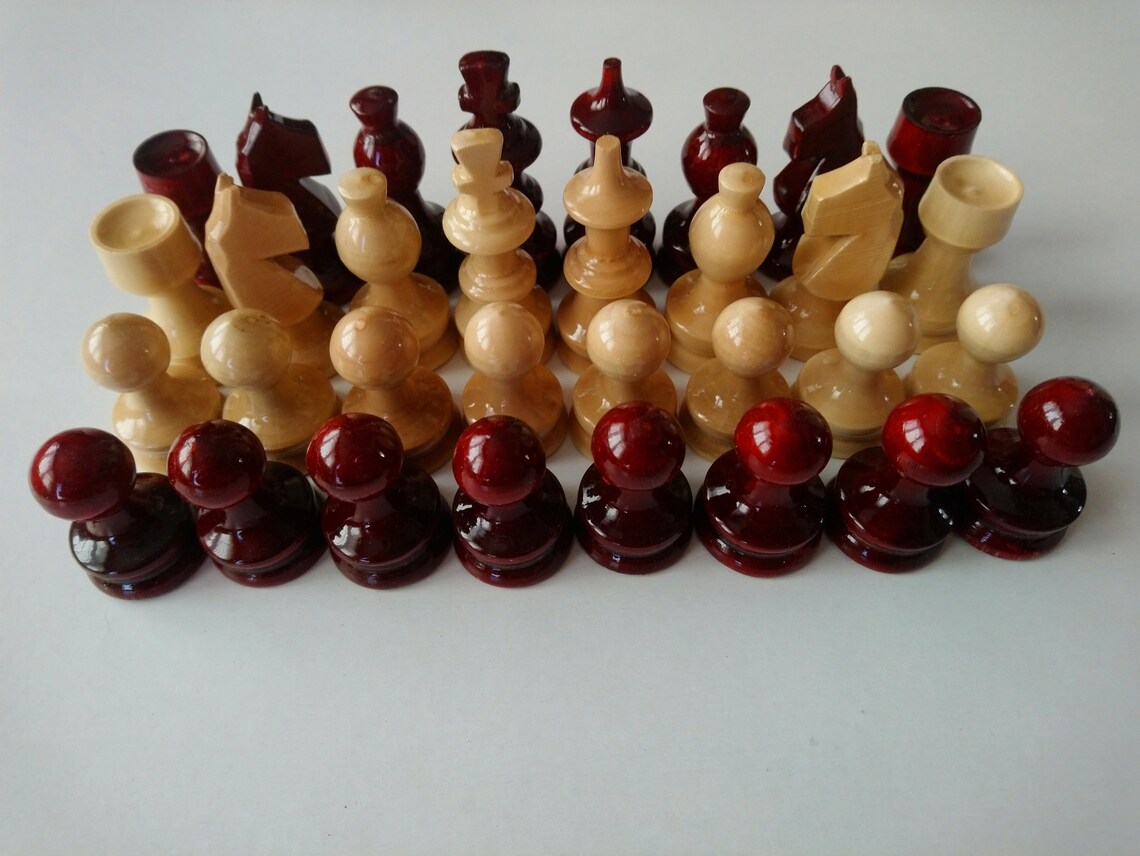 Hand Lathed Hazel Wood Chess Piece Set King 2.24 Inch or 5.7 Cm Red - Etsy