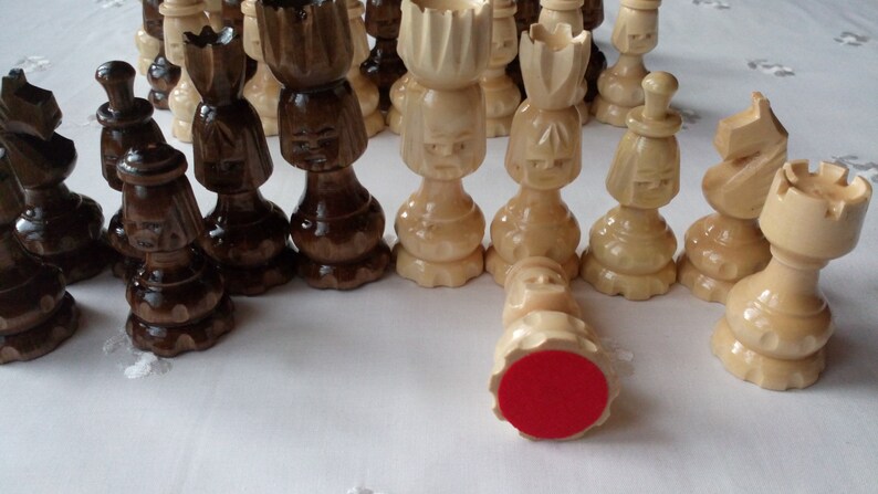 Hand Lathe and Hand Carved Special Chess Piece Set From Hazelnut Wood ...