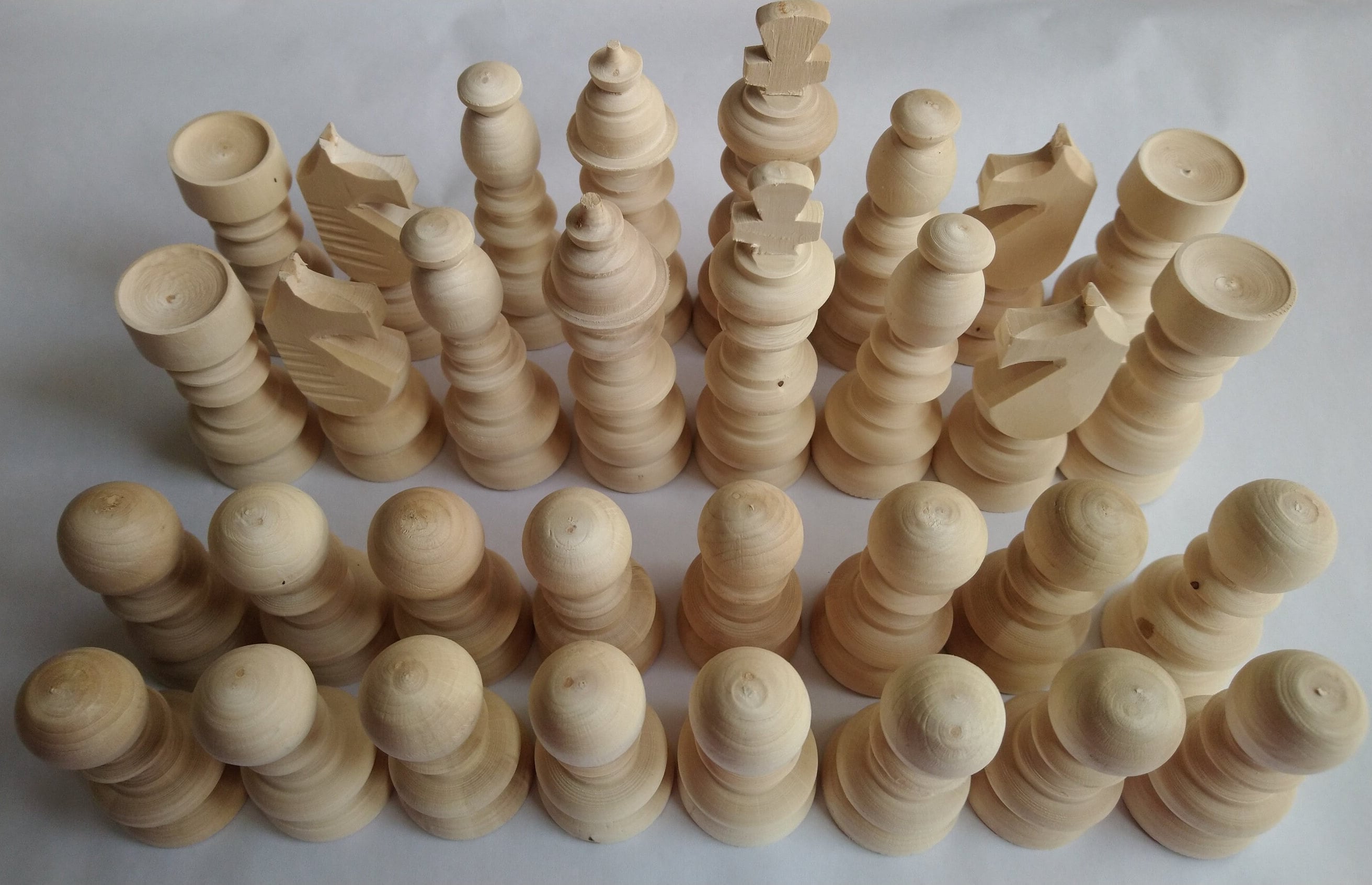 DIY Wooden Chess Pieces Hand Lathe Natural Without Paint Unpainted ...