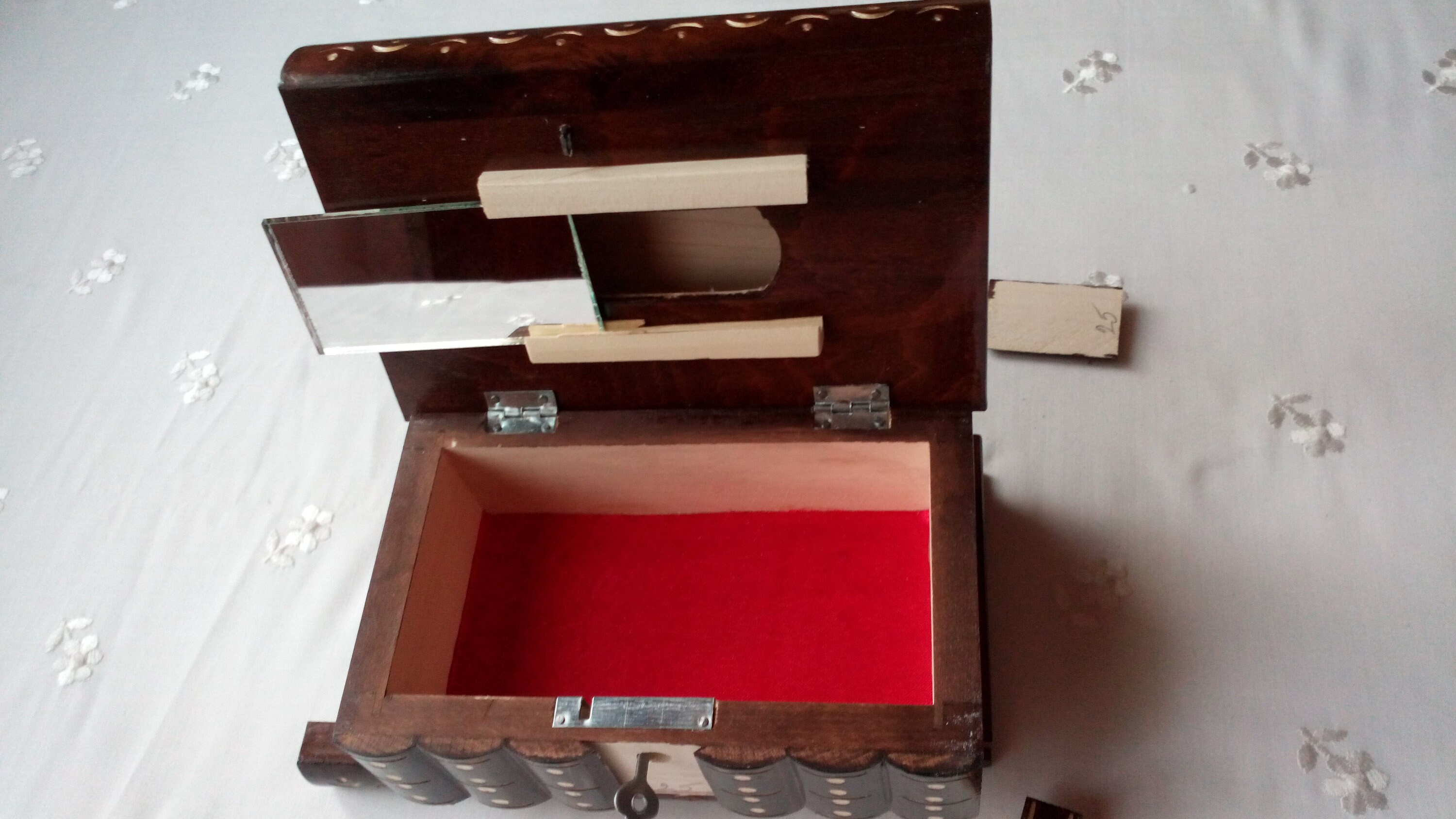 Big Wooden Magic Jewelry Puzzle Box Brown Flower Handcarved Hidden Key ...