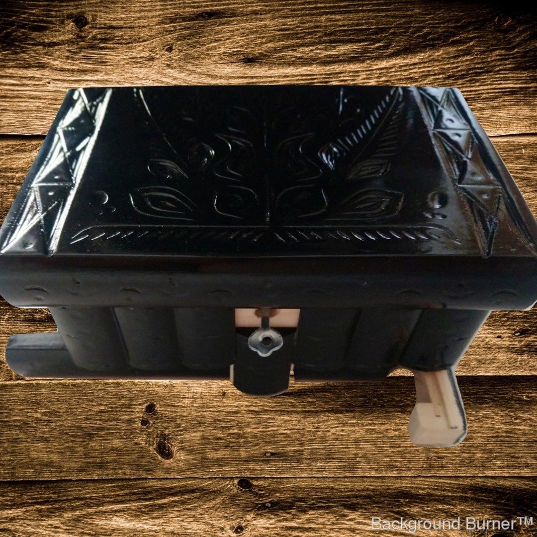 Big Wooden Magic Jewelry Puzzle Box Carbon Black Hidden Key Secret ...