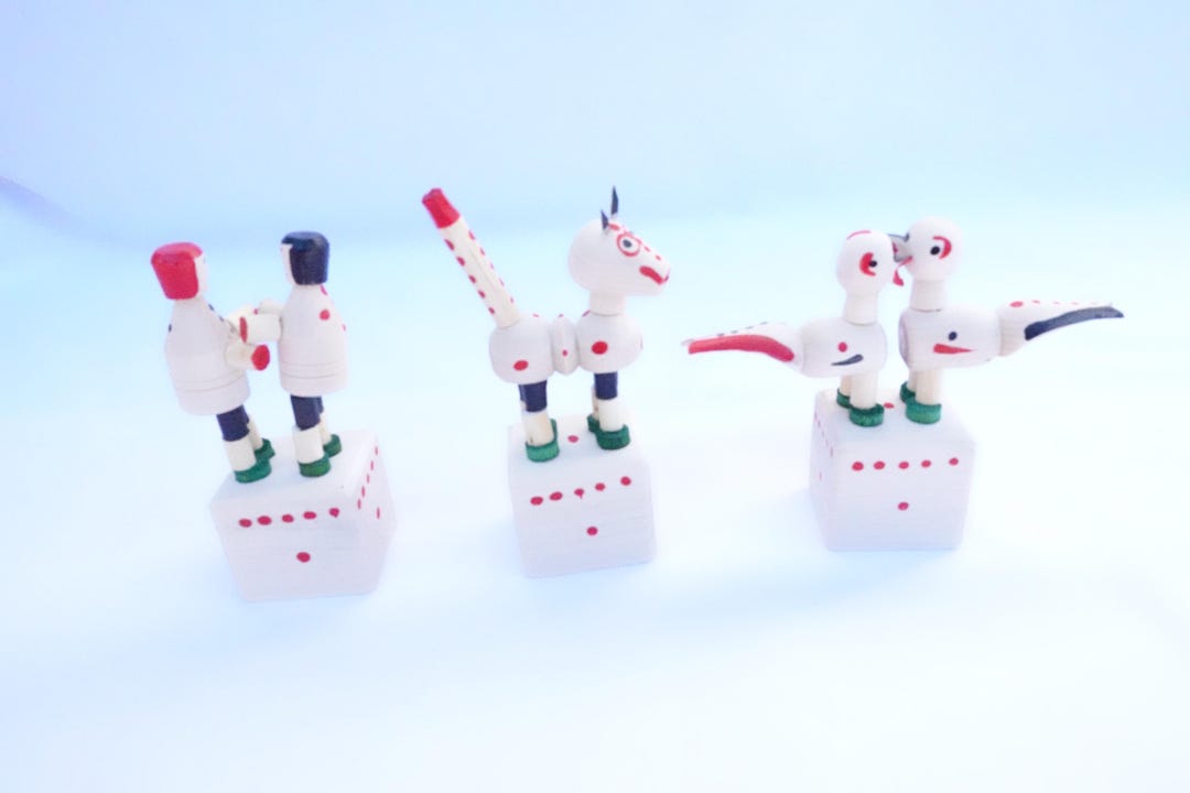 DIY Wooden Push up Toy, Handmade Boxer Donkey Bird Kiss Toy - Etsy