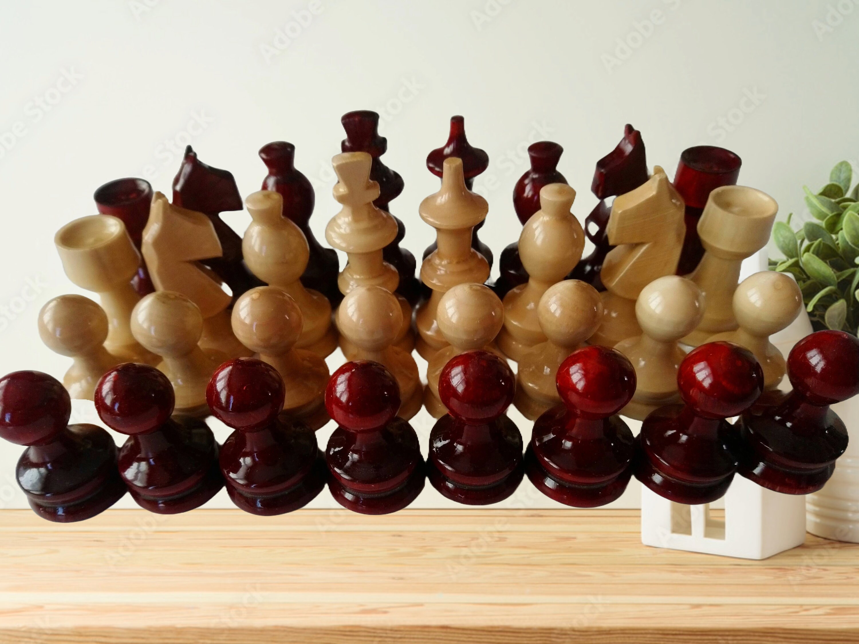 Hand Lathed Hazel Wood Chess Piece Set King 2.24 Inch or 5.7 Cm Red - Etsy