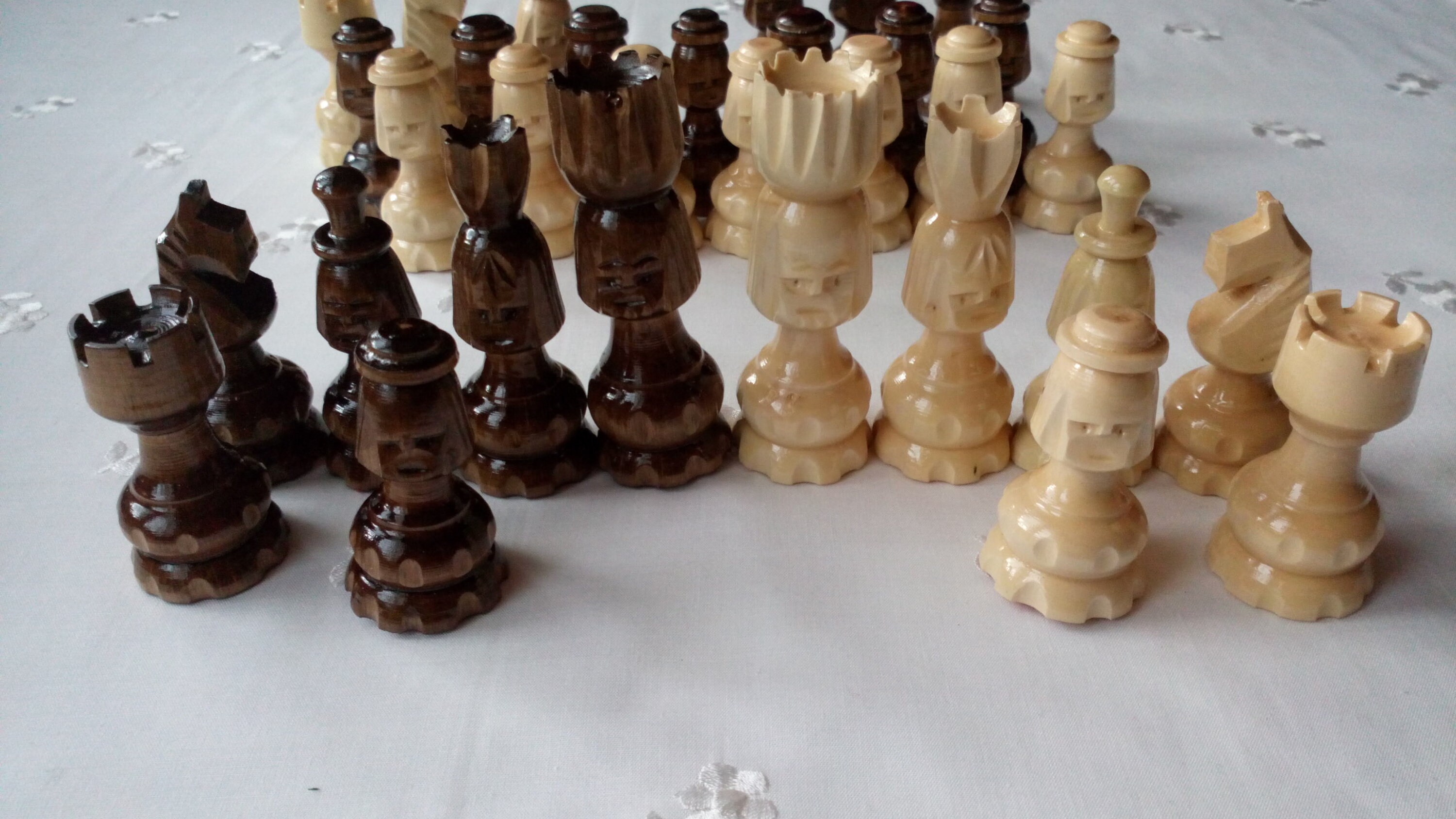 Hand Lathe and Hand Carved Special Chess Piece Set From Hazelnut Wood ...