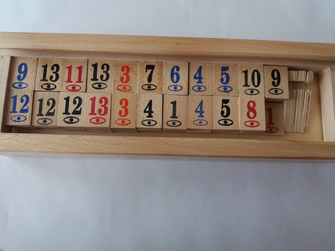 Big Wooden Rummy Rummi Family Strategy Memory Game in Wooden Box With ...