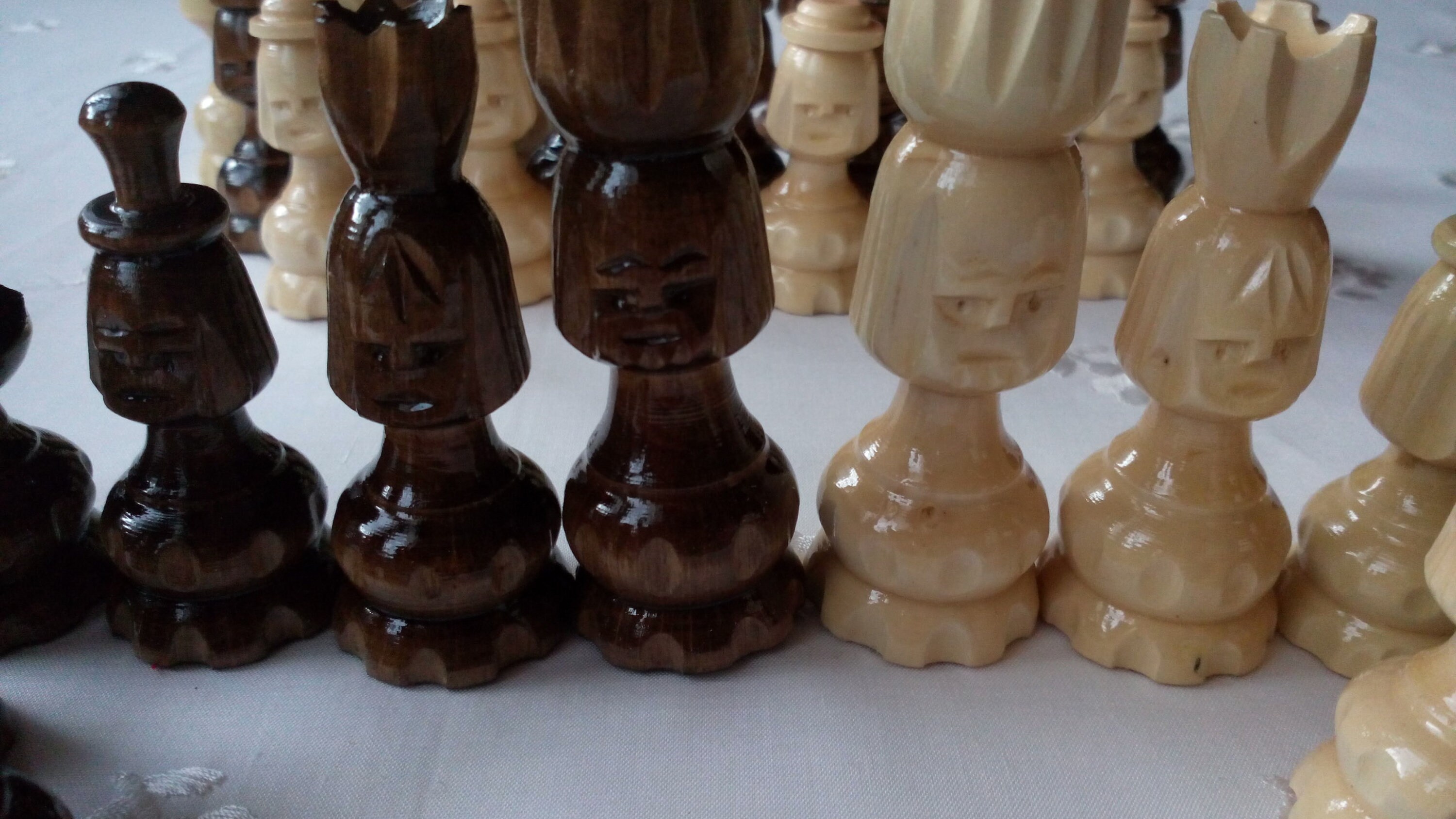 Hand Lathe and Hand Carved Special Chess Piece Set From Hazelnut Wood ...