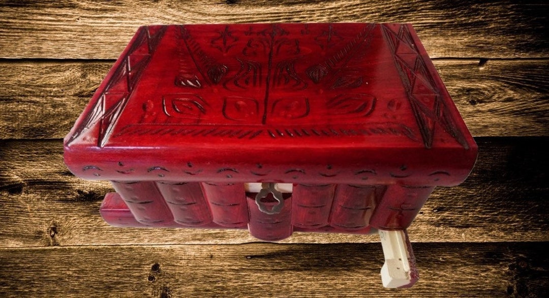 Big Wooden Magic Jewelry Puzzle Box Hidden Key Storage for Ring Money ...