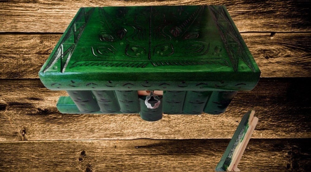 Big Wooden Magic Jewelry Puzzle Box Hidden Key Secret Opening Storage ...