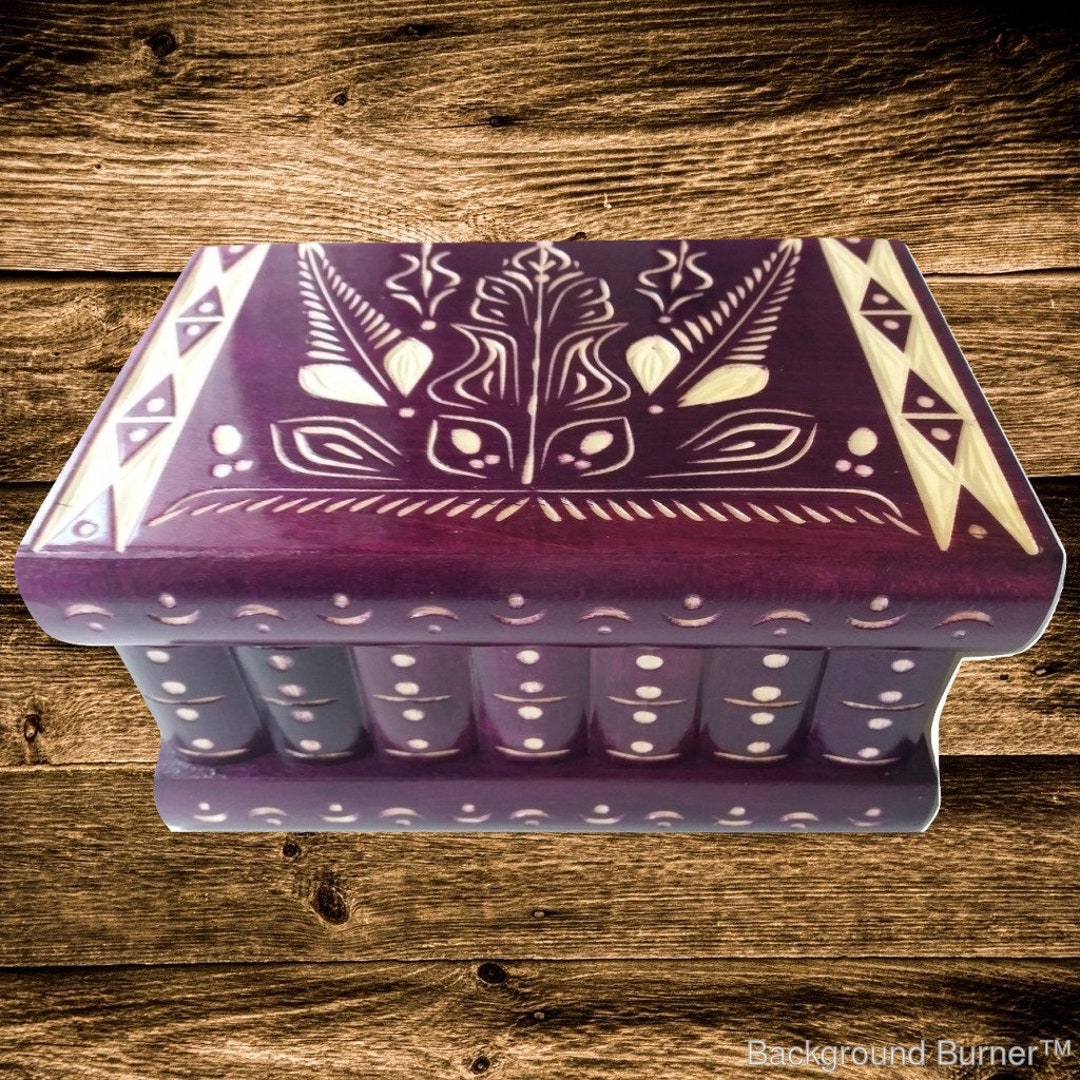 Big Wooden Magic Jewelry Puzzle Box Violet Hidden Key Secret Opening ...