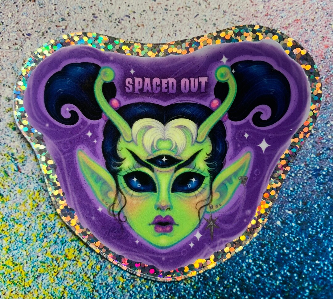 Spaced Out Glitter Alien Sticker - Etsy