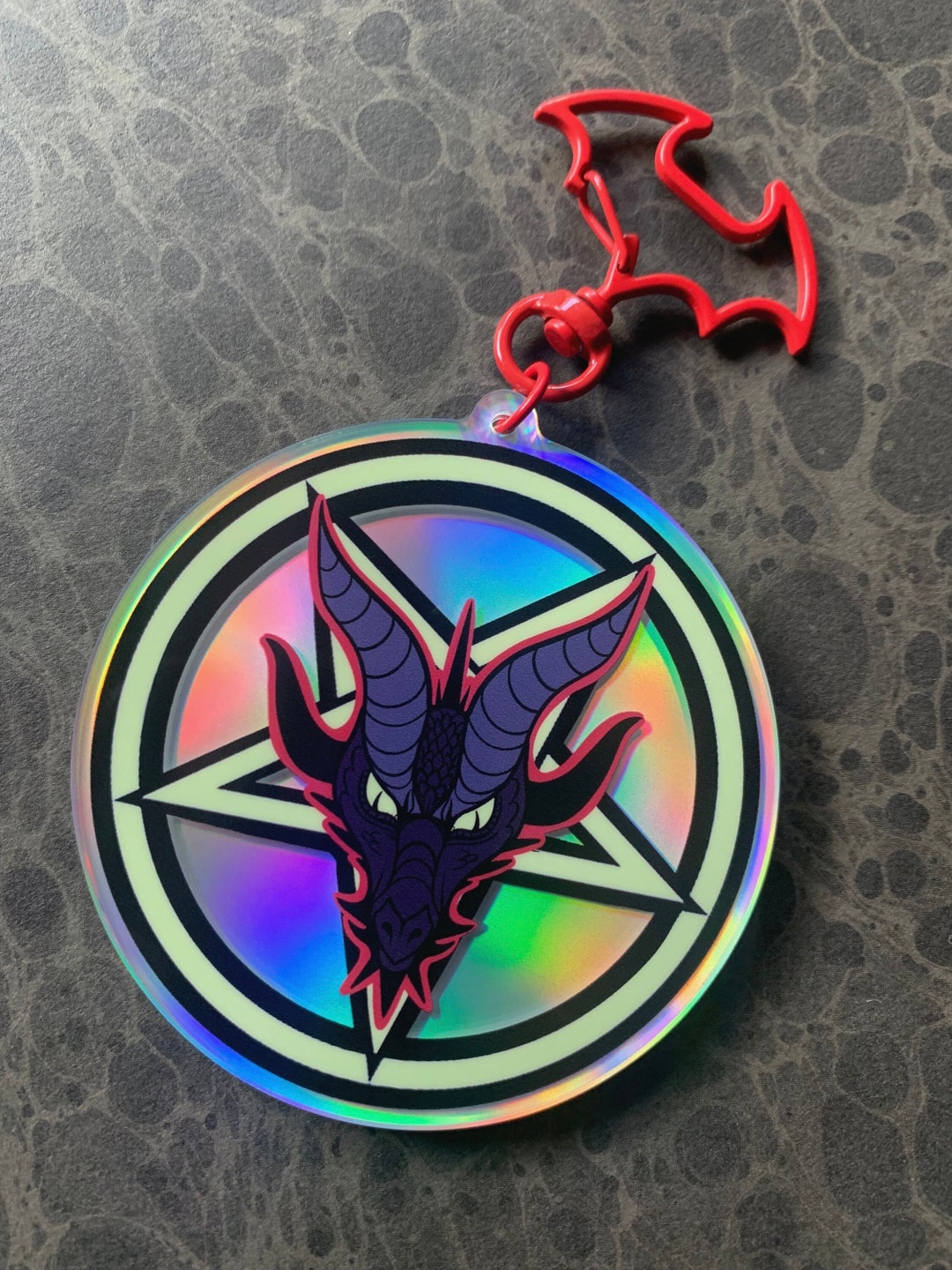 Black Magic Dragon Holographic Keychain - Etsy