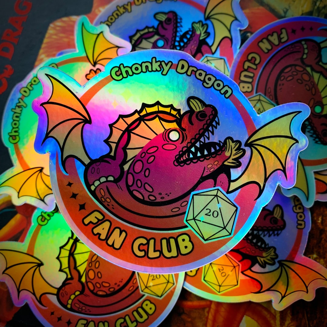 Chonky Dragon Fan Club Holographic Vinyl Stickers - Etsy
