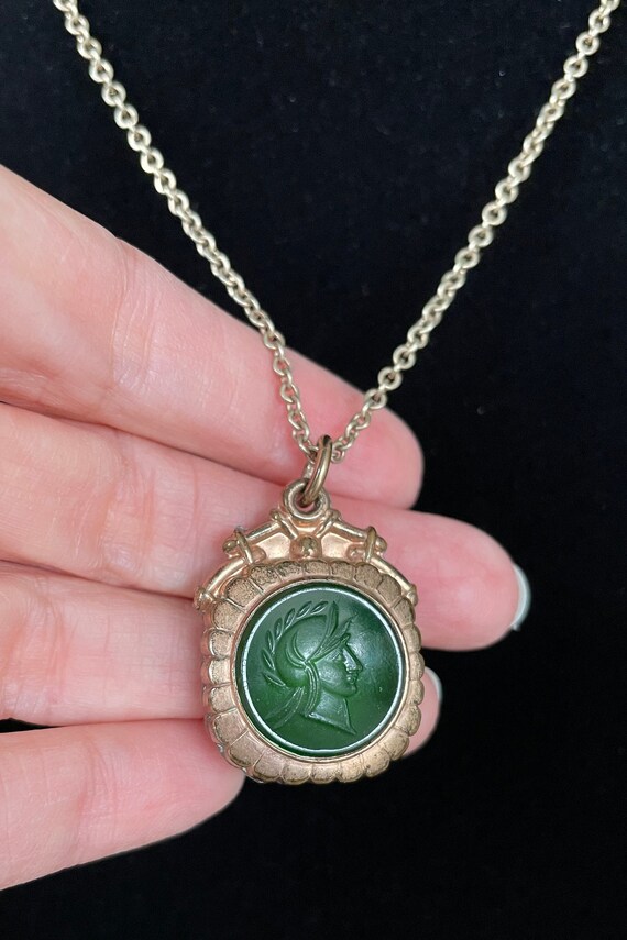 Stunning Green and Rust Double-Sided Intaglio Fob Nec… - Gem