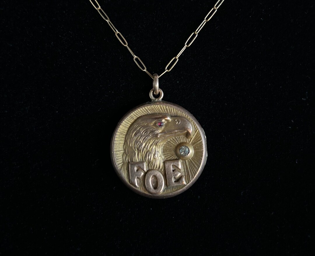 Amazing Antique Gold-filled F.O.E. Red-eyed Eagle Locket Necklace - Etsy