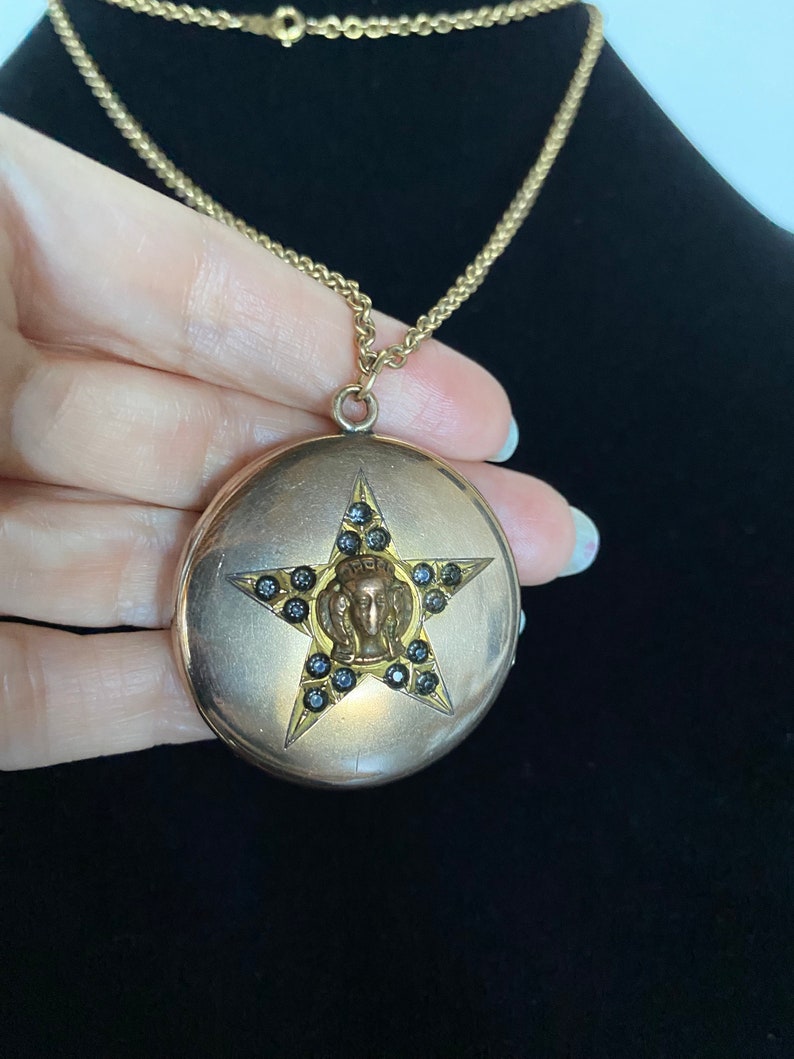 Antique Locket: Large Egyptian Revival King Tut Pharaoh SB&L Locket ...