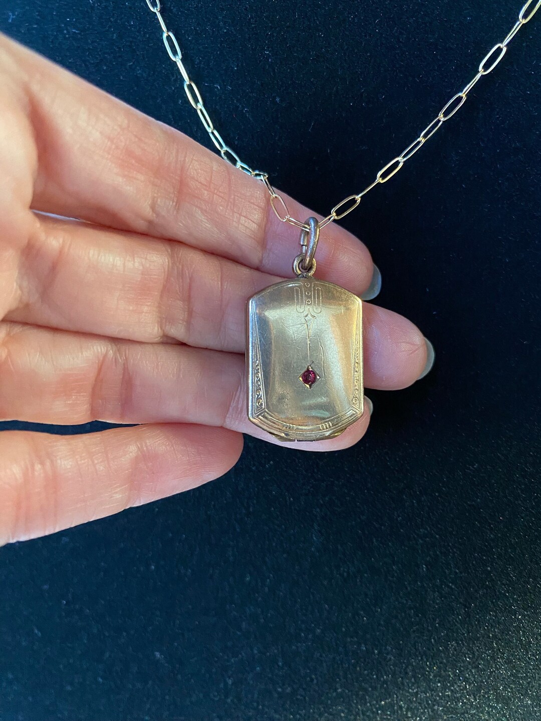 Antique Locket: Gold Filled Art Deco Locket Necklace With Geometric ...