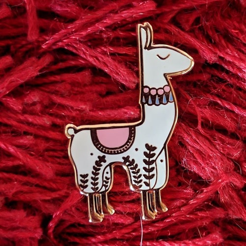 Yarn Llama Enamel Pin Llama Enamel Pin Llama Pin Knitting | Etsy
