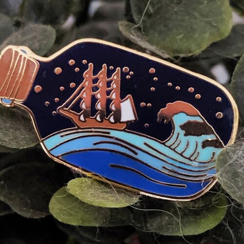Enamel Pins Ship in a Bottle Artistic Designer Enamel Pin | Etsy