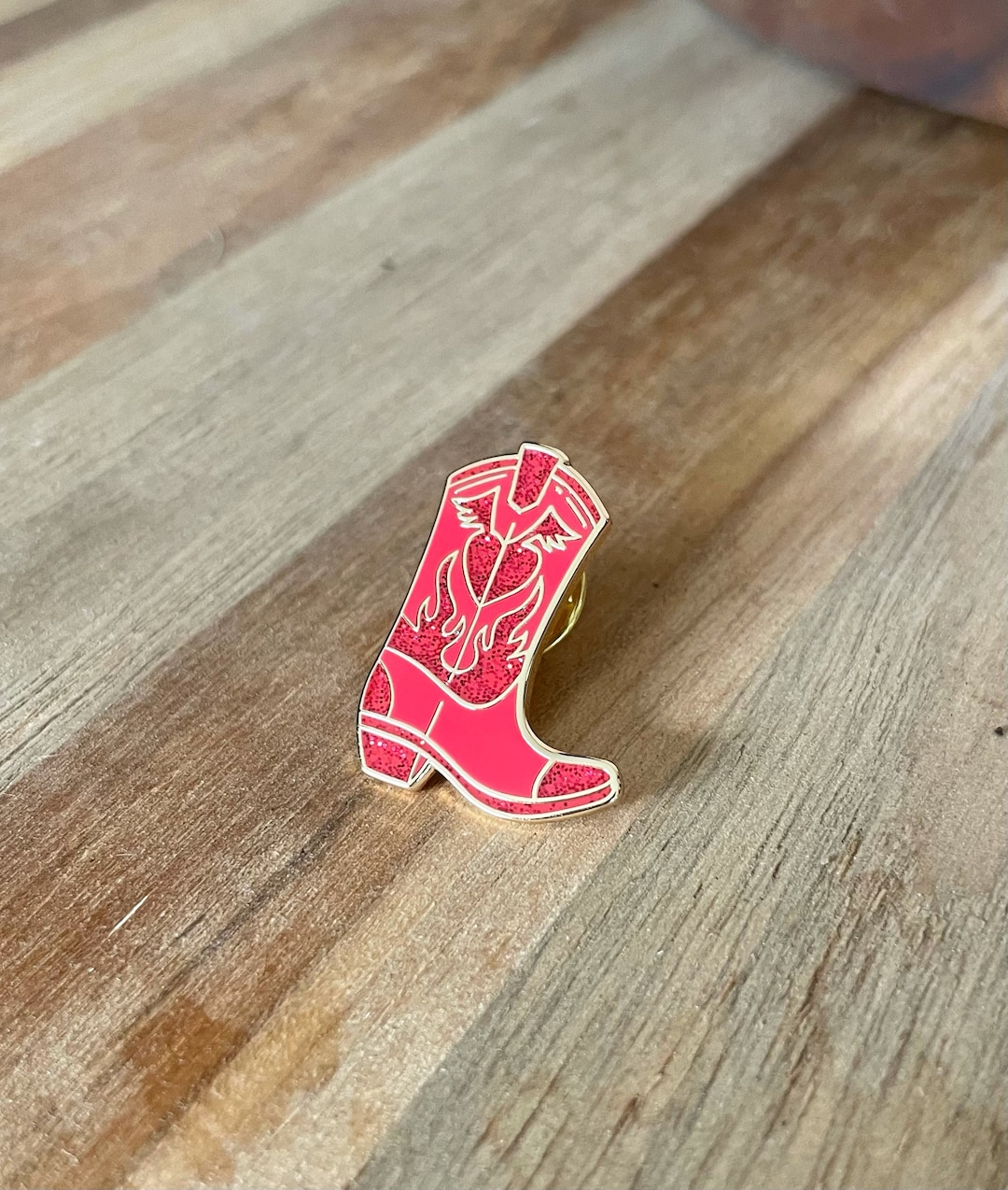 Enamel Pins - Pink Glitter Cowboy Boot Enamel Pin - A Perfect Gift for ...