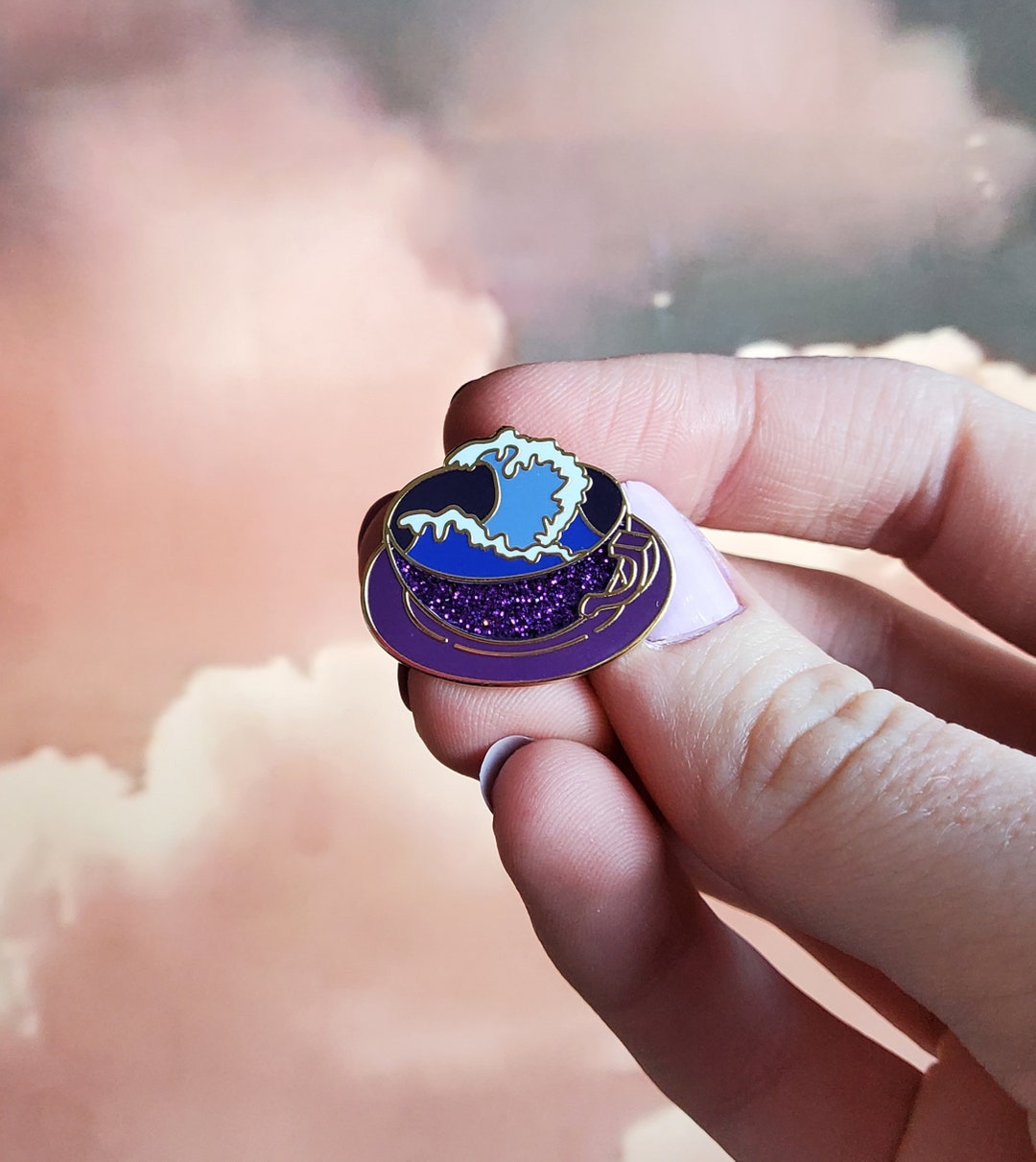Enamel Pins - Storm in a Tea Cup Cute Design Enamel Pin - Etsy