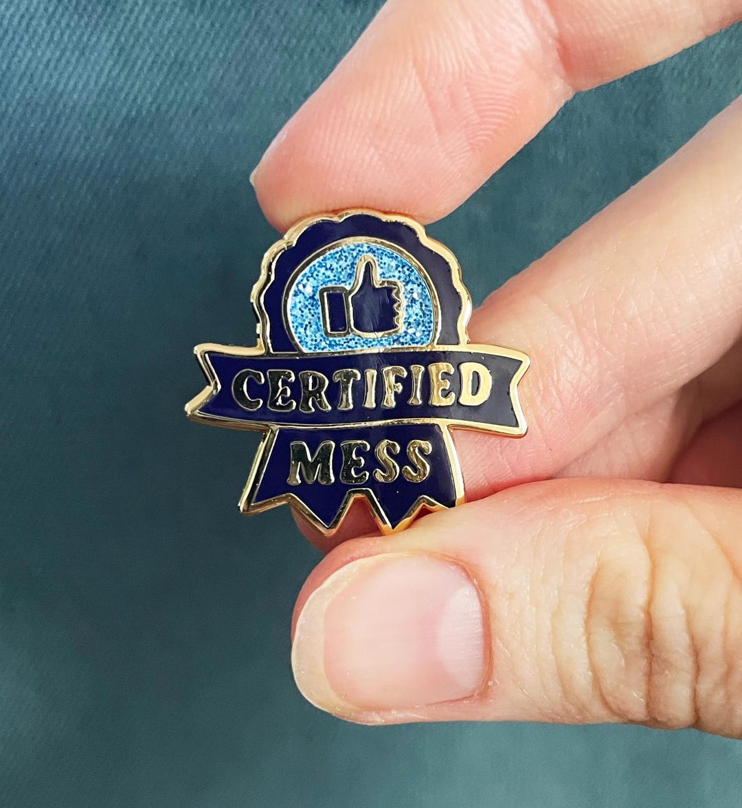 Enamel Pins - Certified Mess Funny Award Ribbon Enamel Pin - Etsy