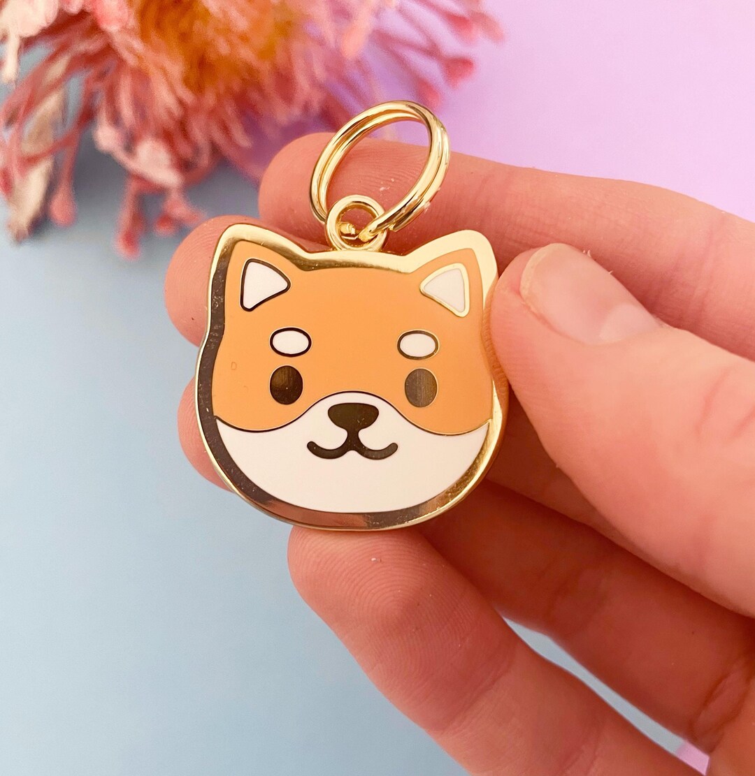 Pet Id Tag - Shiba Inu Cute Enamel Dog Tag - Personalised Enamel Custom ...
